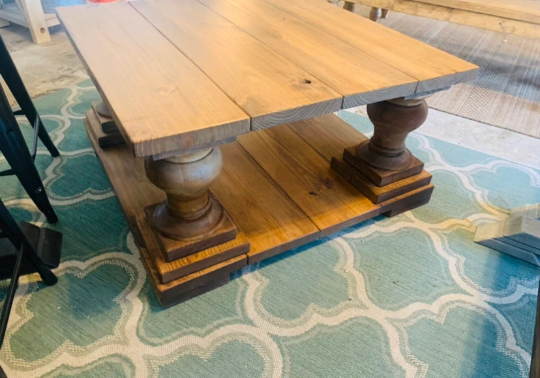 Large Farmhouse Style Coffee Square Table (Early American Brown ...