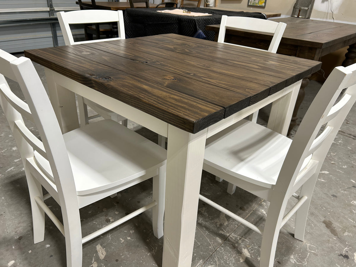Rustic Square Farmhouse Table - With Chairs - Handcrafted from Wood ...